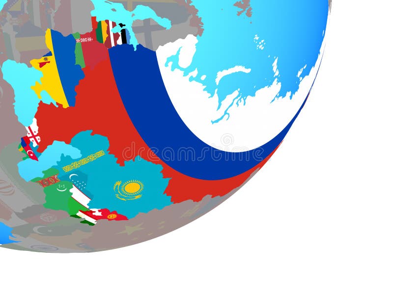 Map of Soviet Union with Flag on Globe Stock Illustration ...