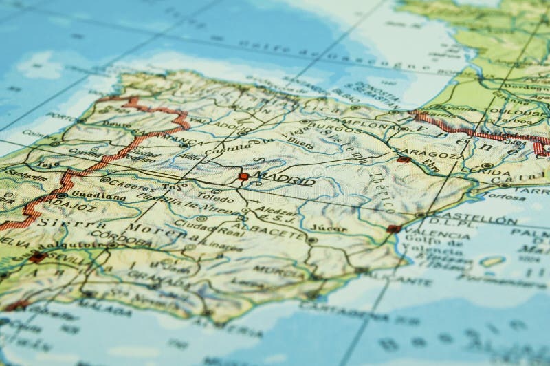 Map of Spain. stock image. Image of atlas, travel, madrid - 16516285