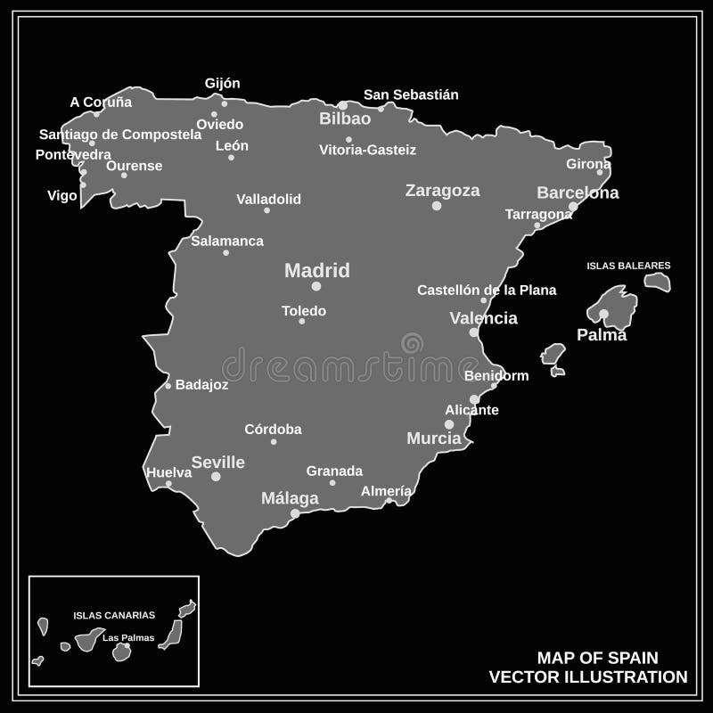 Spain map. Illustration. stock vector. Illustration of country - 126525399