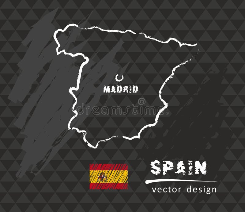 Map of Spain, Chalk Sketch Vector Illustration Stock Vector ...