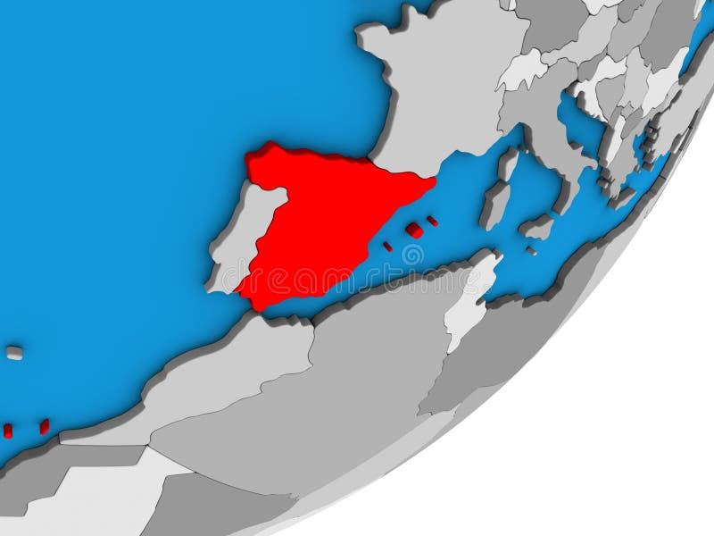 Map of Spain on 3D globe stock illustration. Illustration of european ...