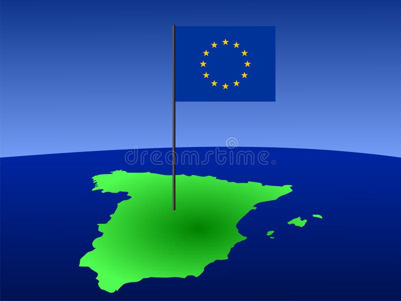 Spain Map Flag with Plane and Swoosh Illustration Stock Illustration ...