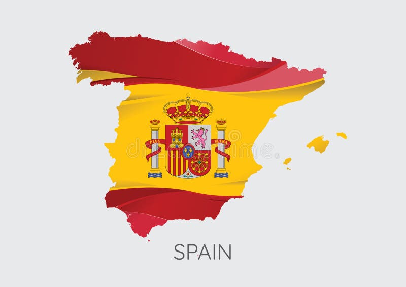 Map of Spain with flag stock vector. Illustration of symbol - 7392108