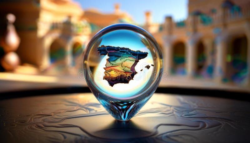 Map of Spain in a Glass 3D Pointer Design Stock Illustration ...