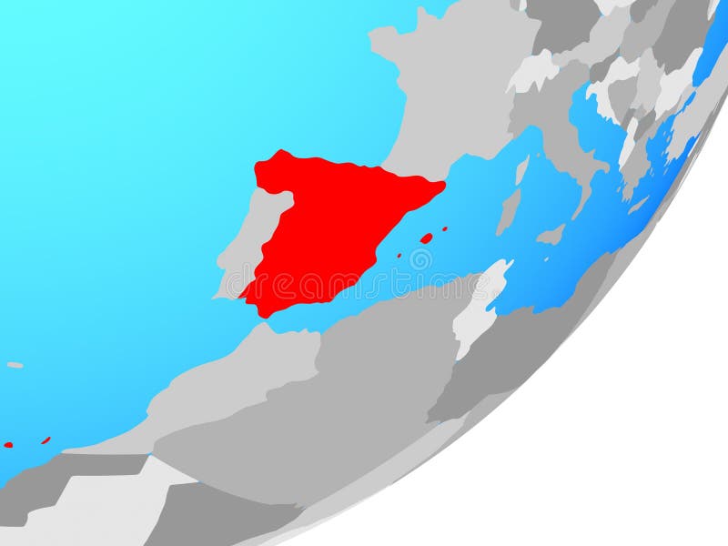 Map of Spain on globe stock illustration. Illustration of spain - 130245392