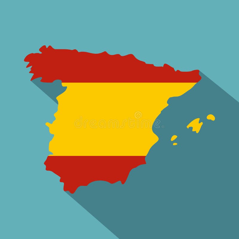 Map of Spain Icon, Flat Style Stock Vector - Illustration of drawn ...