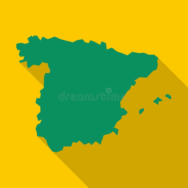 Map of Spain Icon, Flat Style Stock Vector - Illustration of europe ...