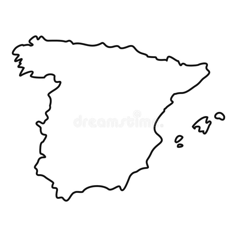 Map of Spain Icon, Outline Style Stock Vector - Illustration of shape ...