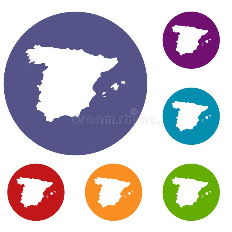 Map of Spain icons set stock vector. Illustration of planet - 95956611