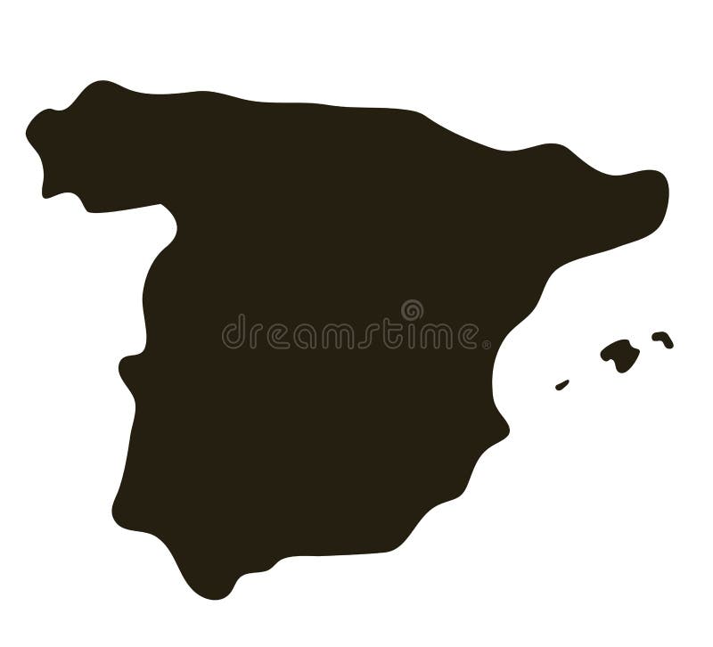 Map of Spain. Solid Simple Silhouette Map Vector Illustration Stock ...