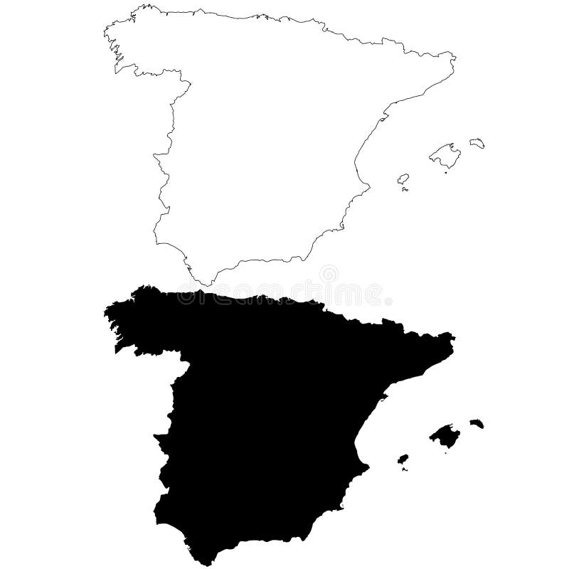 Map of Spain on White Background. Outline Map. Spain Symbol. Flat Style ...