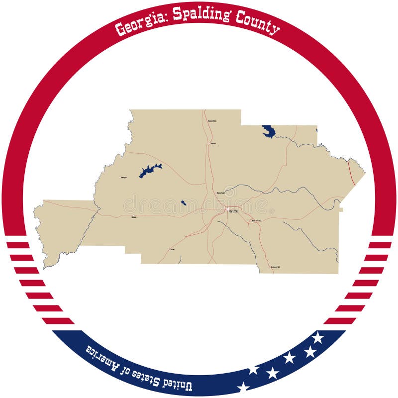 Map of Spalding County in Georgia, USA Stock Vector - Illustration of ...