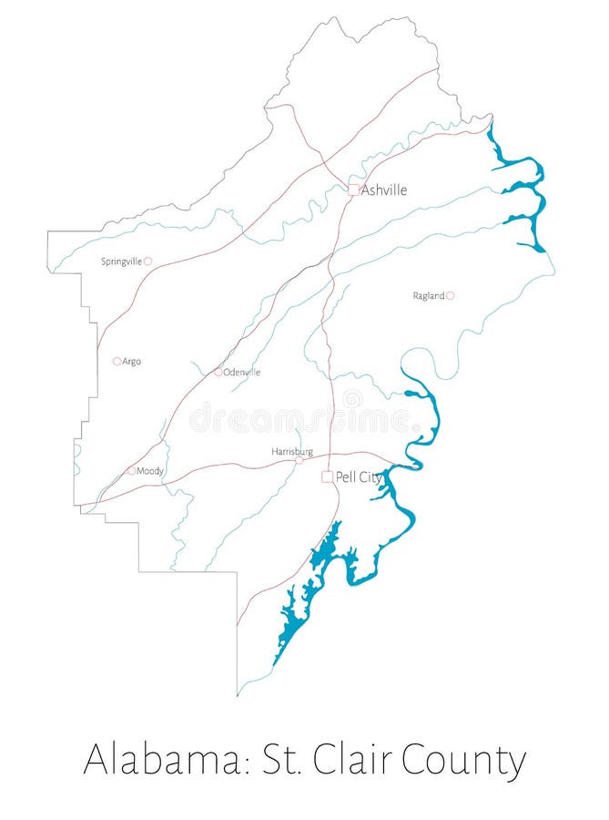 Map of St. Clair County in Alabama Stock Vector - Illustration of ...