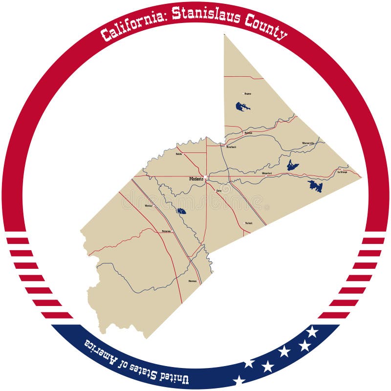 Map of Stanislaus County in California, USA Stock Vector - Illustration ... Map of Stanislaus County in California, USA Stock Vector - Illustration ...