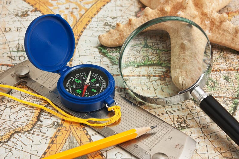 Compass and protractor stock photo. Image of northwest - 133851986