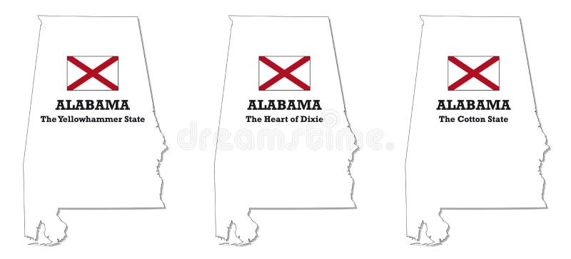 Map of the State of Alabama with Flag and Nickname, USA Stock Vector ...