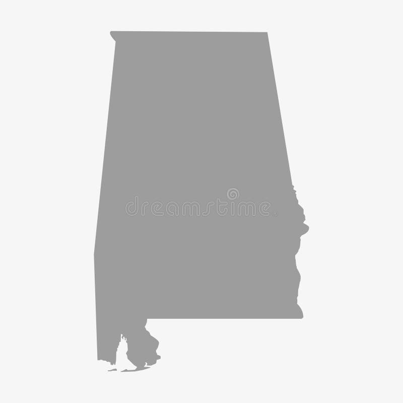Map the State of Alabama in Gray on a White Background Stock ...