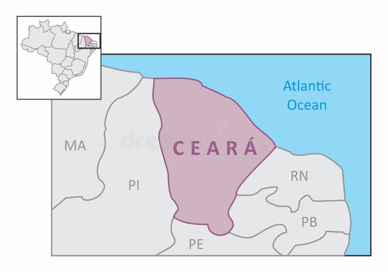 State of Ceara map stock illustration. Illustration of district - 173332754