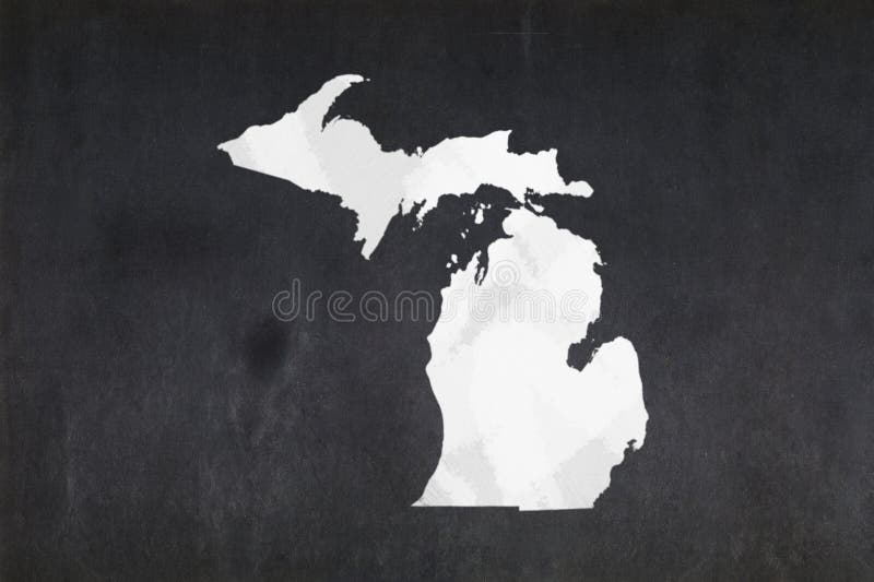 Map of the State of Michigan Drawn on a Blackboard Stock Illustration ...