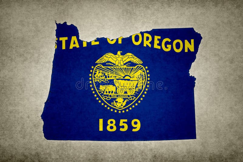 Map of the State of Oregon with Its Flag on a Paper Stock Illustration ...