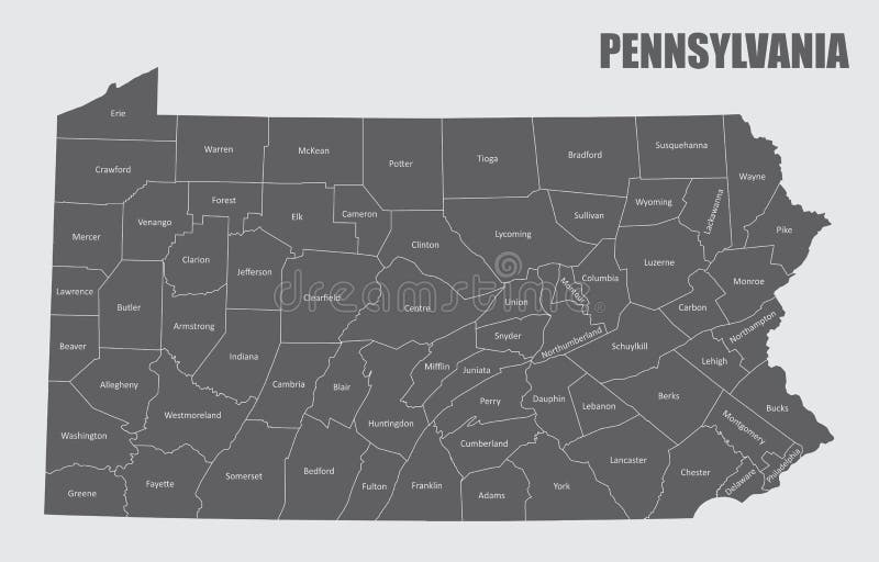 Pennsylvania and Its Counties Stock Illustration - Illustration of ...