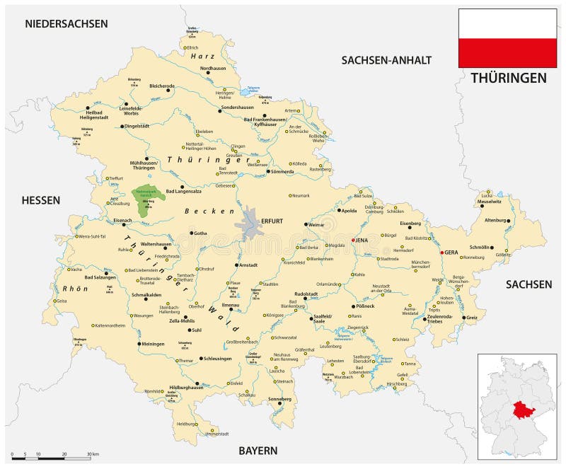 Map of the State Thuringia, Germany Stock Illustration - Illustration of territory, lower: 370385216