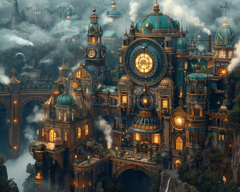 Map of a steampunk city stock image. Image of impressive - 315464717