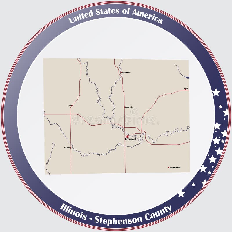 Map of Stephenson County in Illinois Stock Vector - Illustration of ...