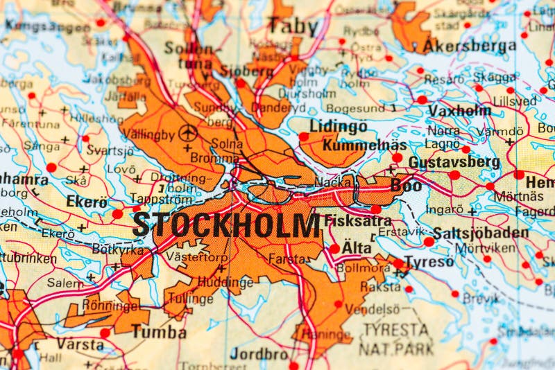 Map of Stockholm in Sweden.. Stock Photo - Image of architecture ...