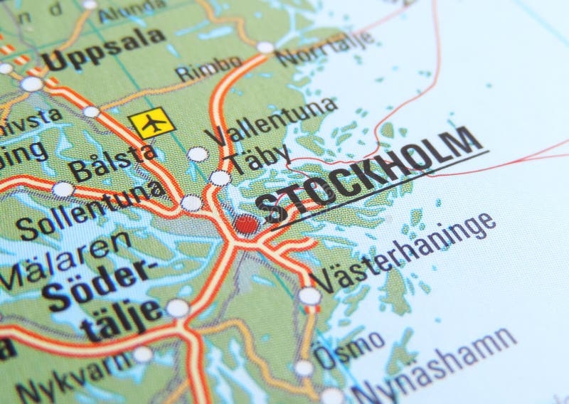 Map of Stockholm stock image. Image of cities, magnification - 70122701