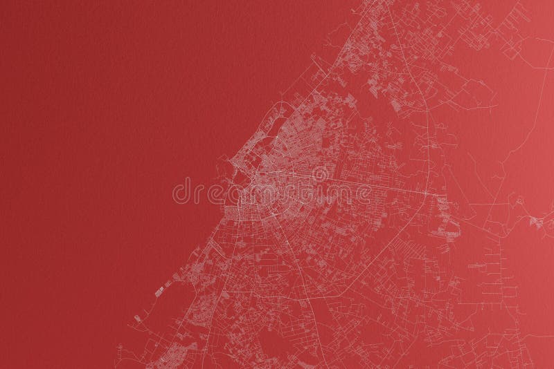 Map of the Streets of Benghazi (Libya) Made with White Lines on Red ...