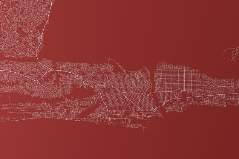 Map of the Streets of Cotonou (Benin) Made with White Lines on Red ...