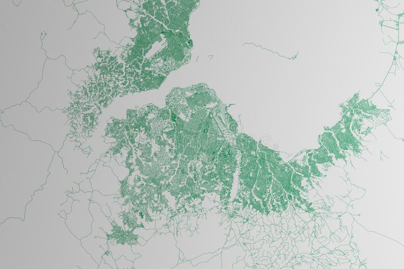 Map of the Streets of Kinshasa (Congo) Made with Green Lines on White ...