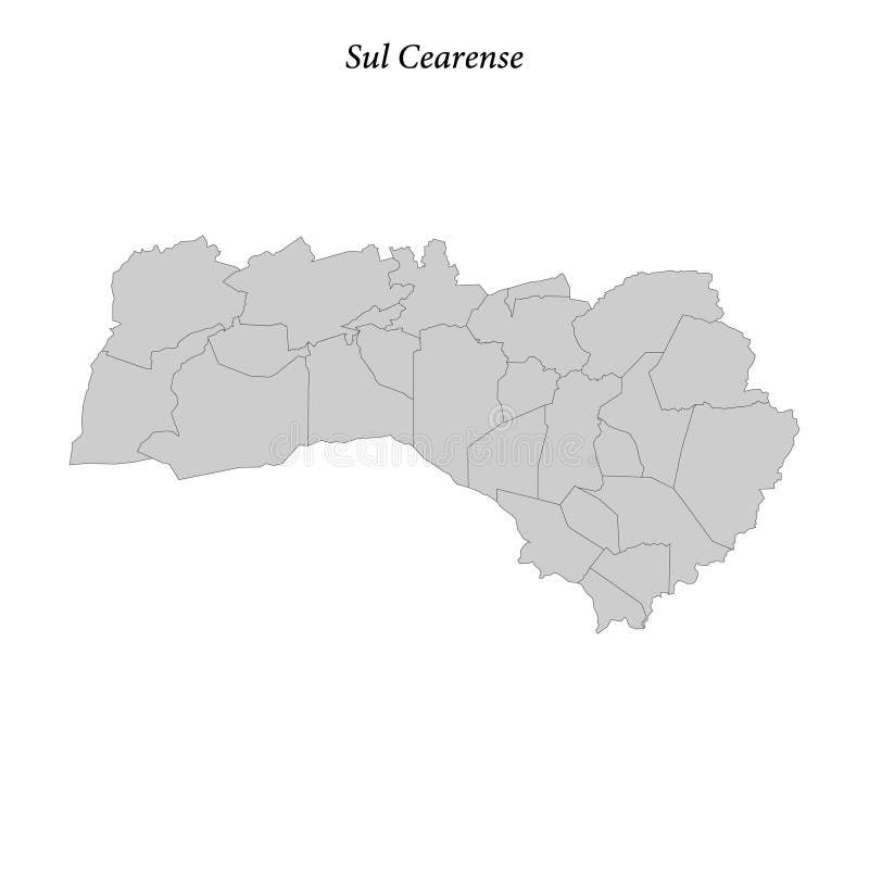 Map of Sul Cearense is a Mesoregion in Ceara with Borders Munici Stock ...