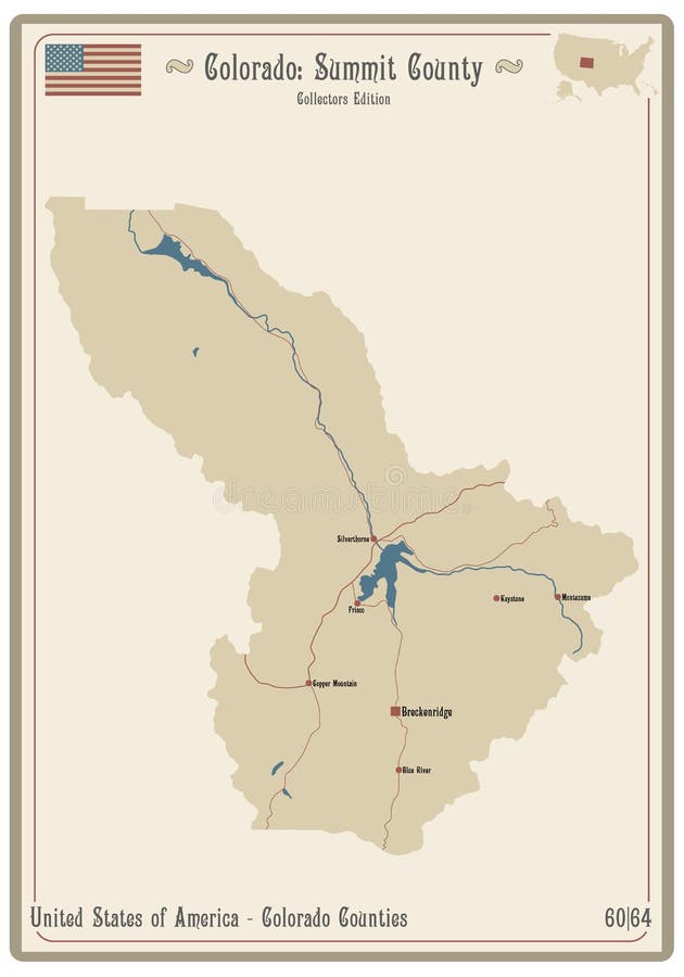 Map of Summit County in Colorado Stock Vector - Illustration of ...