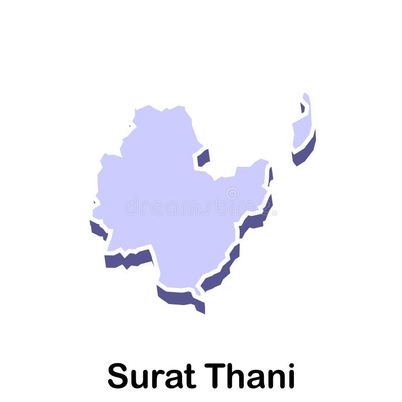 Map of Surat Thani City Flat Element Design, Vector on White Background ...