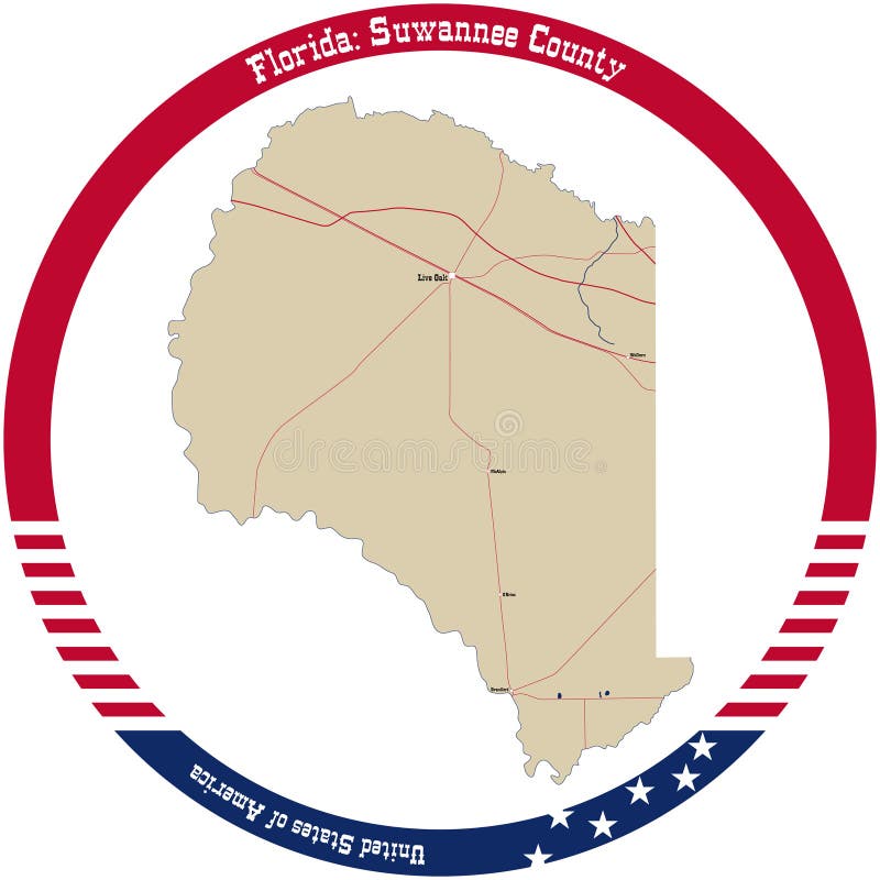 Map of Suwannee County in Florida, USA. Stock Vector - Illustration of ...