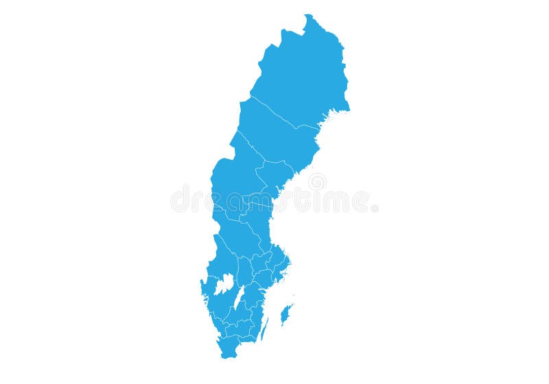 Map Of Sweden. High Detailed Vector Map - Sweden. Stock Illustration ...