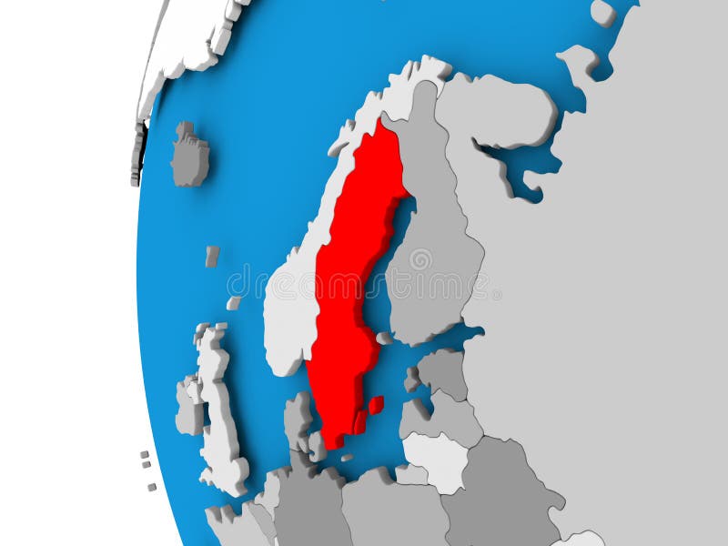 Map of Sweden on Political Globe Stock Illustration - Illustration of ...