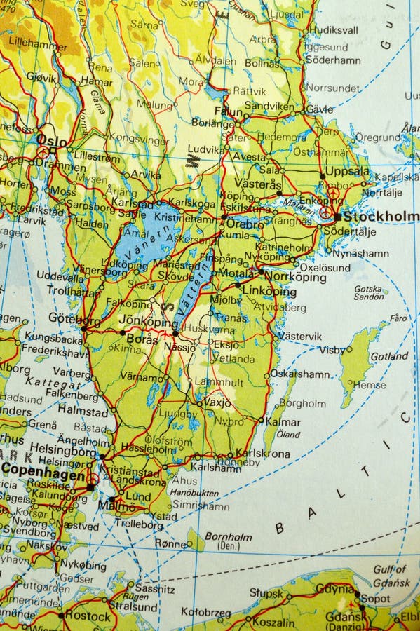 A Map of Sweden Showing Major Cities Editorial Photo - Image of ...