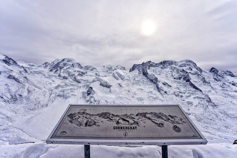 View of Snow Map of the Alps Mountain from Observation Deck Editorial ...