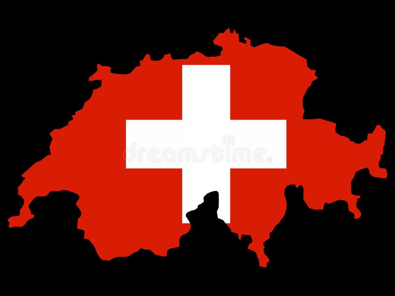 Map of Switzerland and Swiss Flag Stock Vector - Illustration of symbol ...