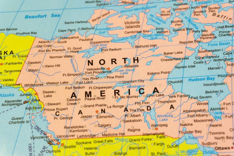North America on the Map. Close Up and Selective Focus Photography ...