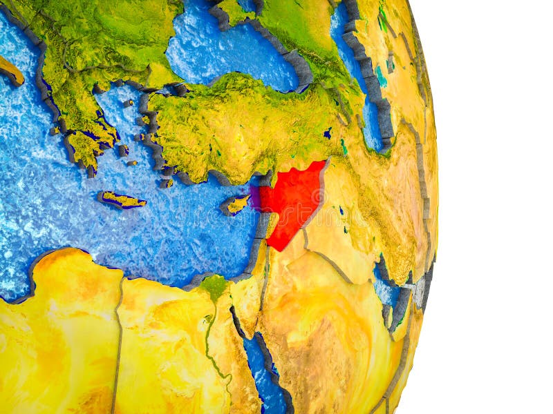 Map of Syria on 3D Earth stock illustration. Illustration of republic ...