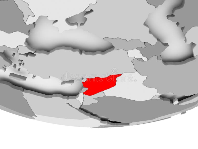 Map of Syria on Grey Political Globe Stock Illustration - Illustration ...