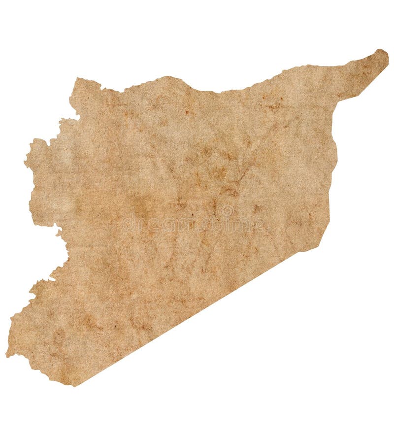 Map of Syria on Old Brown Grunge Paper Stock Illustration ...