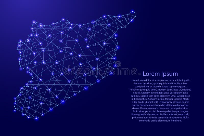 Map of Syria from Polygonal Blue Lines, Glowing Stars Illustration ...