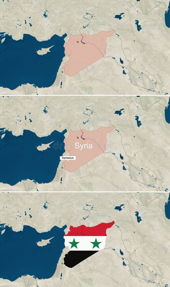 The Map of Syria with Text, Textless, and with Flag Stock Illustration ...