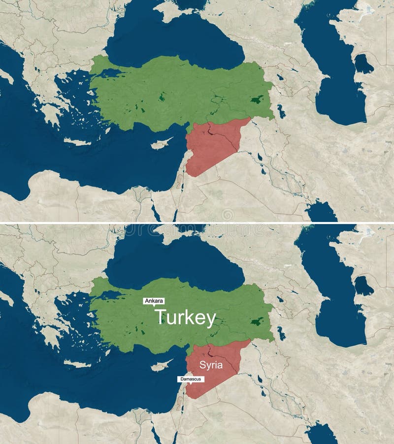 The Map of Syria and Turkey with Text, Textless Stock Illustration ...