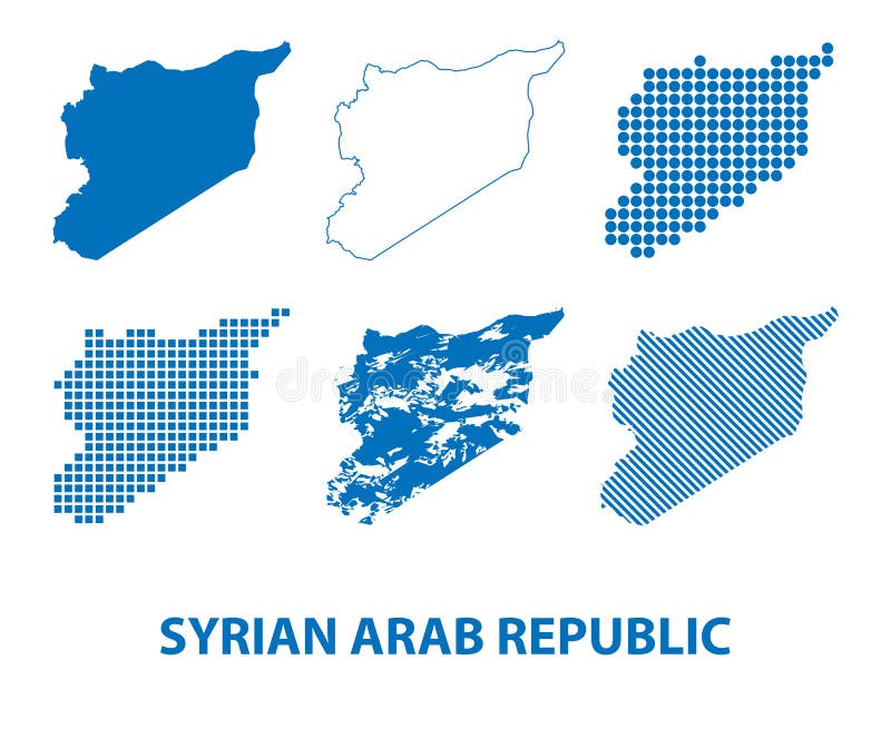 Map of Syrian Arab Republic - Vector Set of Silhouettes Stock Vector ...